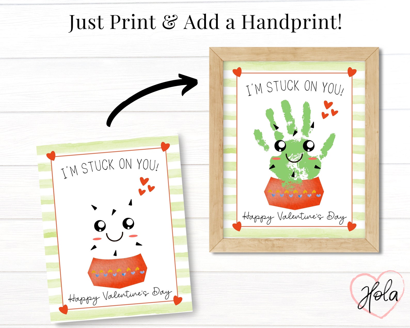 Valentine Card for Kids Cute Cactus stuck on You - Etsy