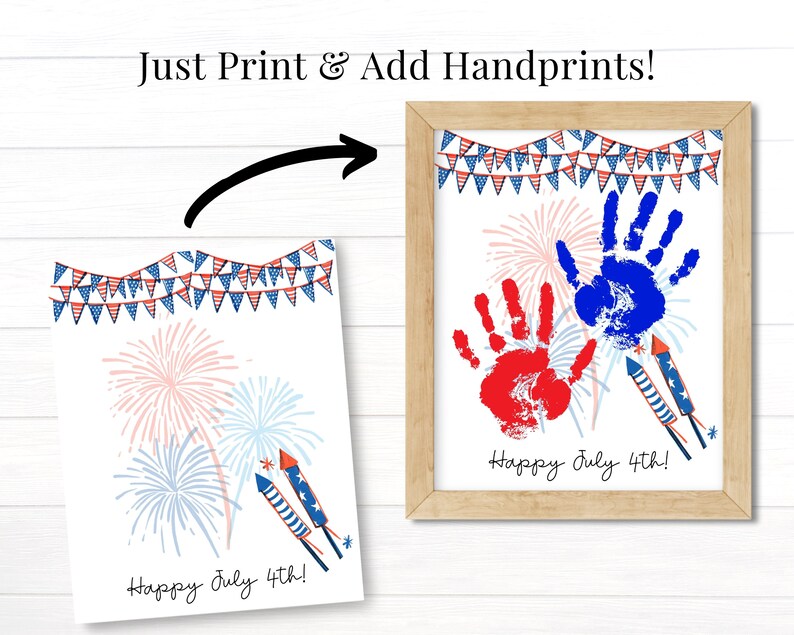 Fireworks Handprint Art for July 4th USA Independence Day - Etsy