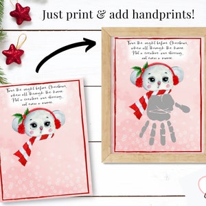 Night Before Christmas Mouse Handprint Craft for Kids, Cute Holiday DIY ...