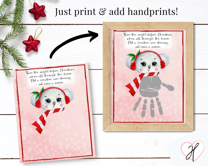 Night Before Christmas Mouse Handprint Craft for Kids Cute - Etsy
