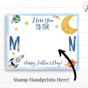 I Love You to the Moon Father Day Handprint Art, Printable Craft for ...