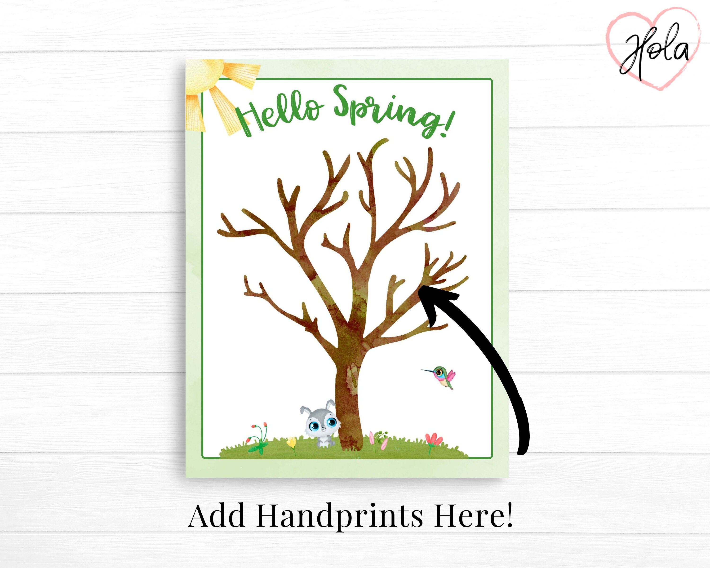 Hello Spring Printable for Kids, Preschool Class Handprint Craft ...