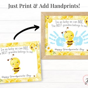 Best Grandma Gift Personalized, Grandparents Day Handprint Craft, Bee ...