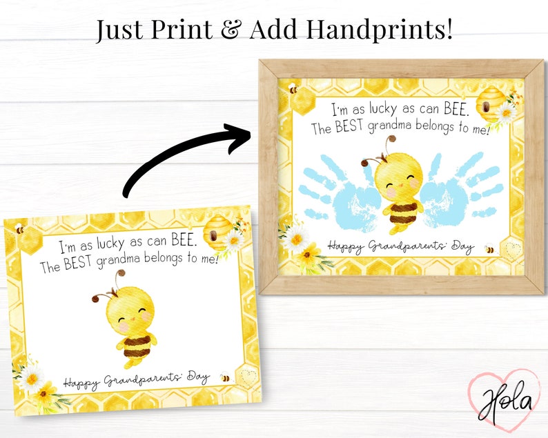 Best Grandma Gift Personalized, Grandparents Day Handprint Craft, Bee ...