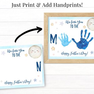 Fathers Day Gift for Dad, We Love You to the Moon, 2 Kids Handprint Art ...