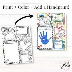 Father's Day Preschool Coloring Worksheet, About Dad Handprint Art Gift ...