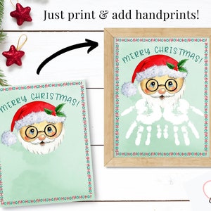 Christmas Handprint Cards Printable Set of 5, Christmas Art Crafts for ...