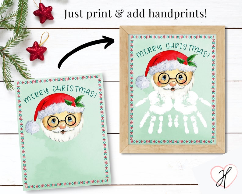 Christmas Handprint Cards Printable Set of 5, Christmas Art Crafts for ...