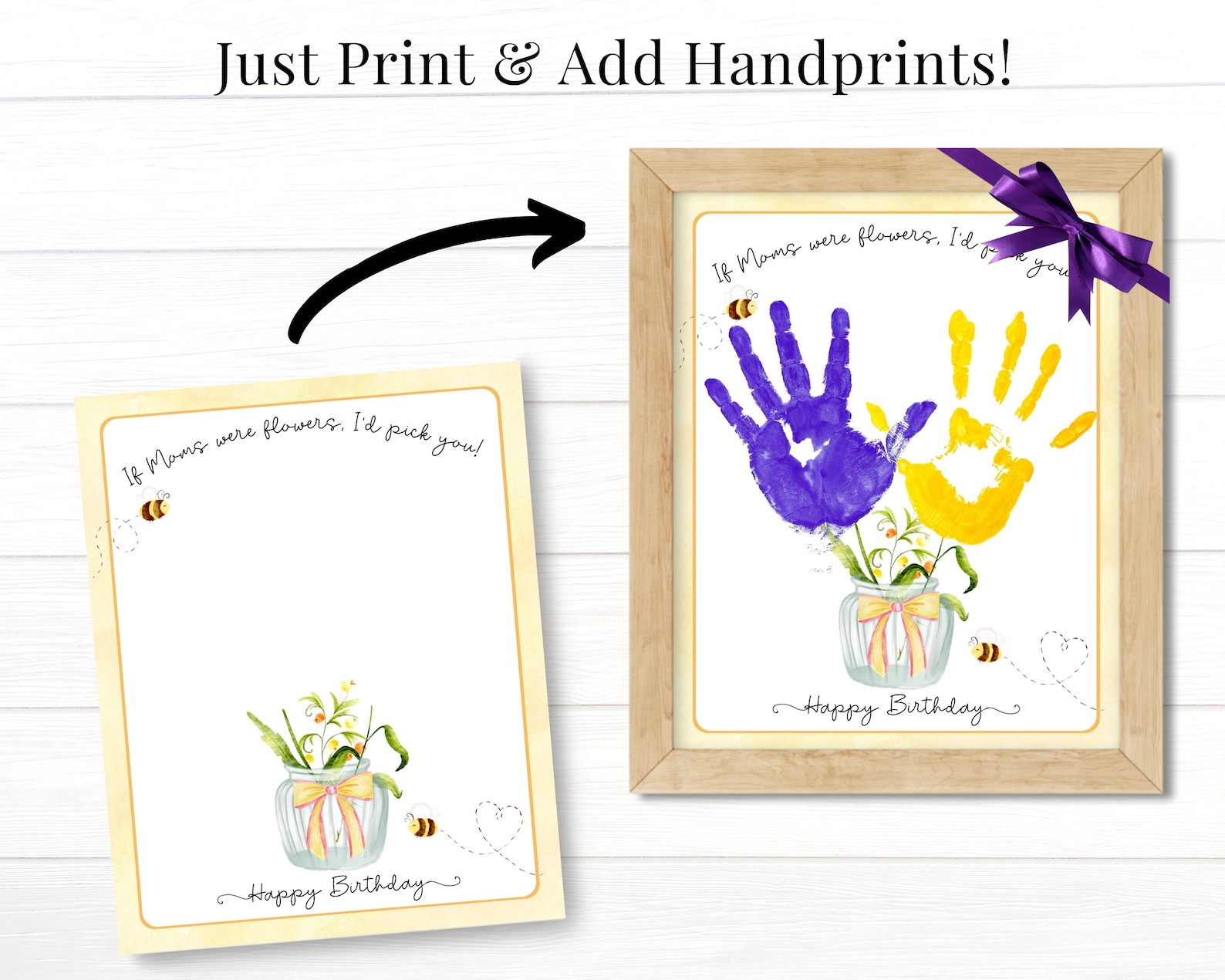 Mother Handprint Flower Birthday Gift Personalized Kids Art - Etsy