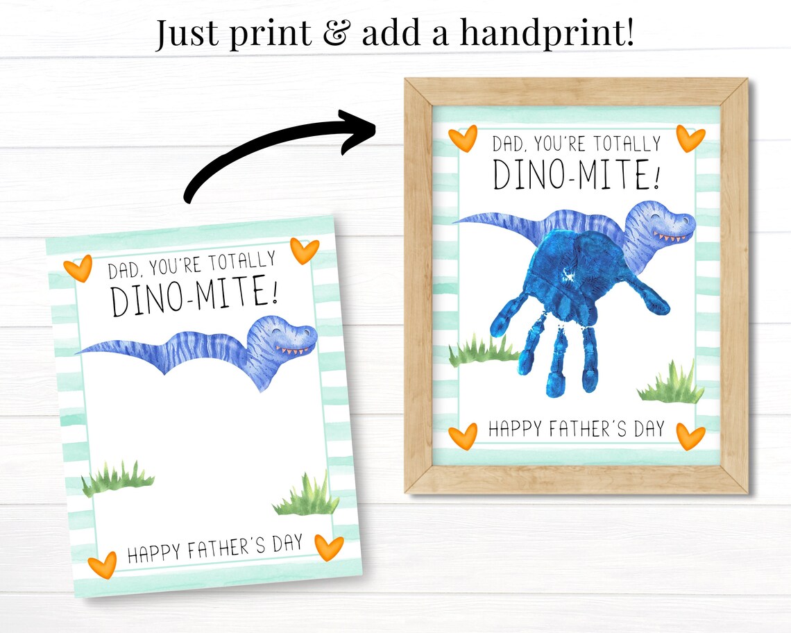 Father's Day Gift Dino-mite Dad Printable Hand Print - Etsy