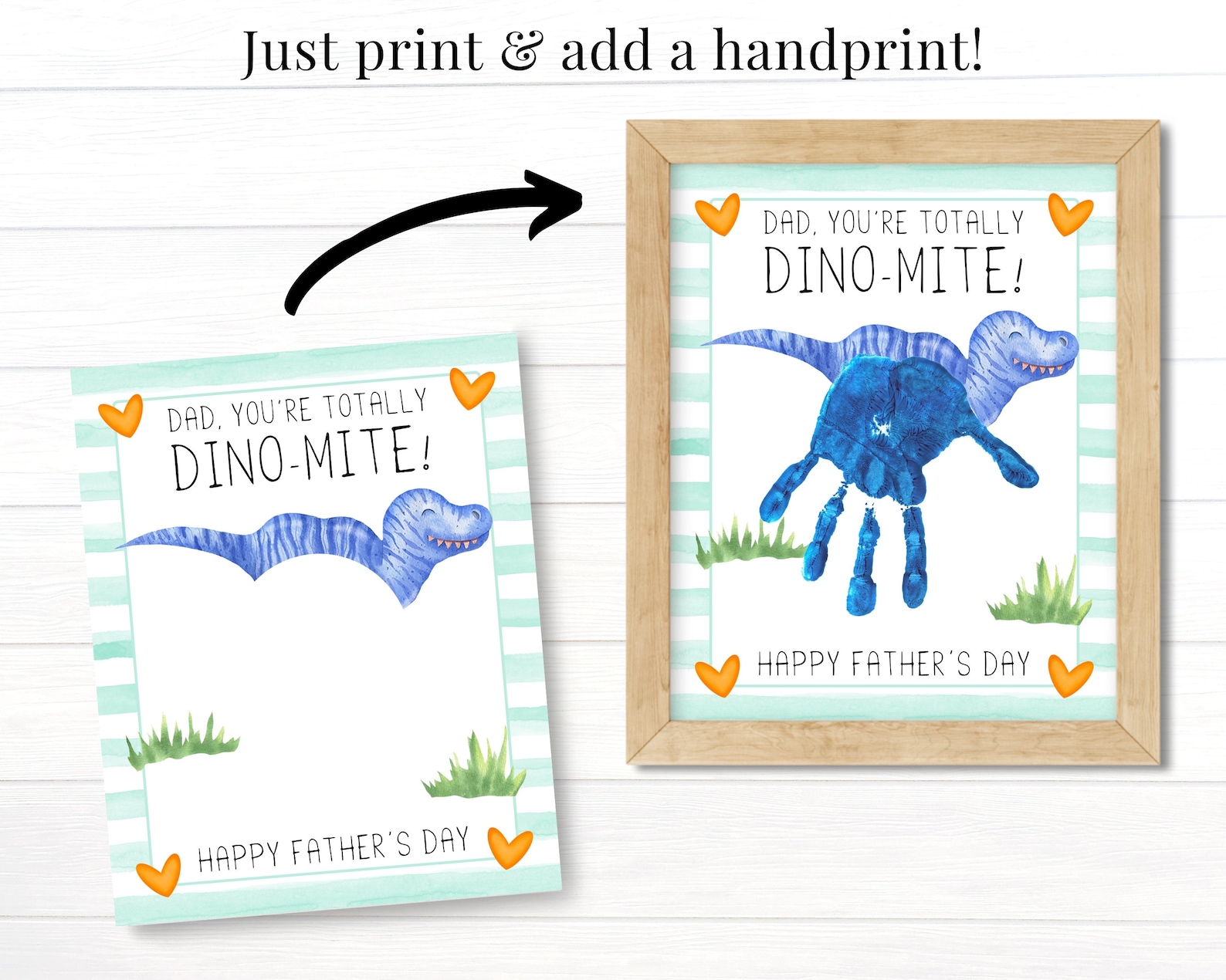 Father's Day Gift Dino-mite Dad Printable Hand Print - Etsy