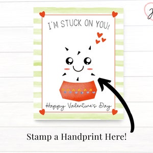 Valentine Card for Kids, Cute Cactus "stuck on You" Valentine's Day ...