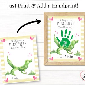 Dinosaur Valentine Card Printable for Girl, Preschool Handprint Art ...