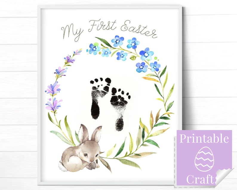 My First Easter Baby Boy Footprint Keepsake DIY Easter | Etsy