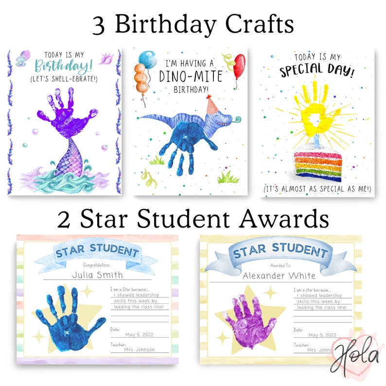 Kids Handprint Art Bundle for Preschool Daycare or Homeschool, Full ...