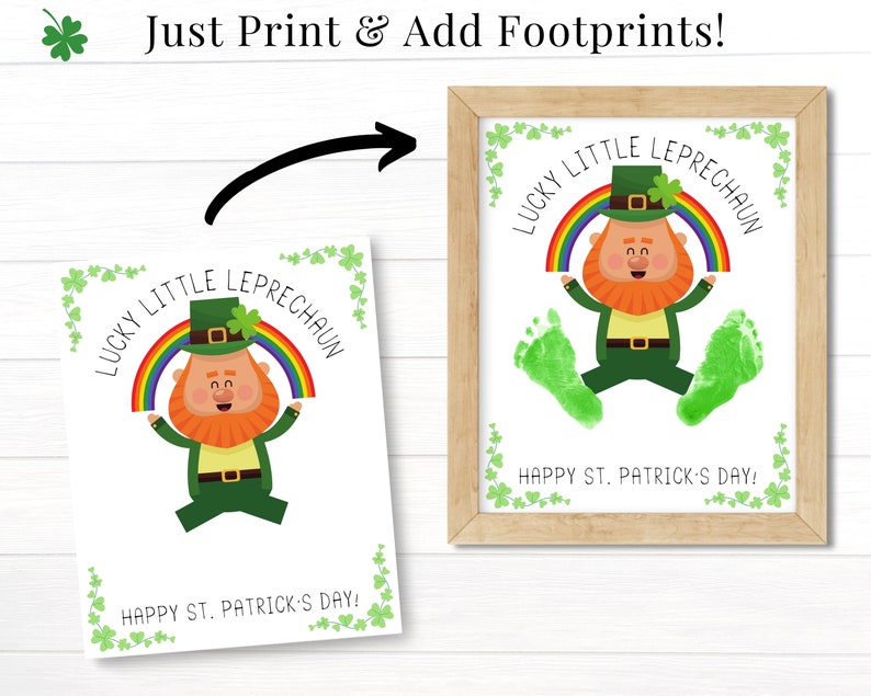 St Patricks Day Craft Footprint Art Printable Home Daycare | Etsy