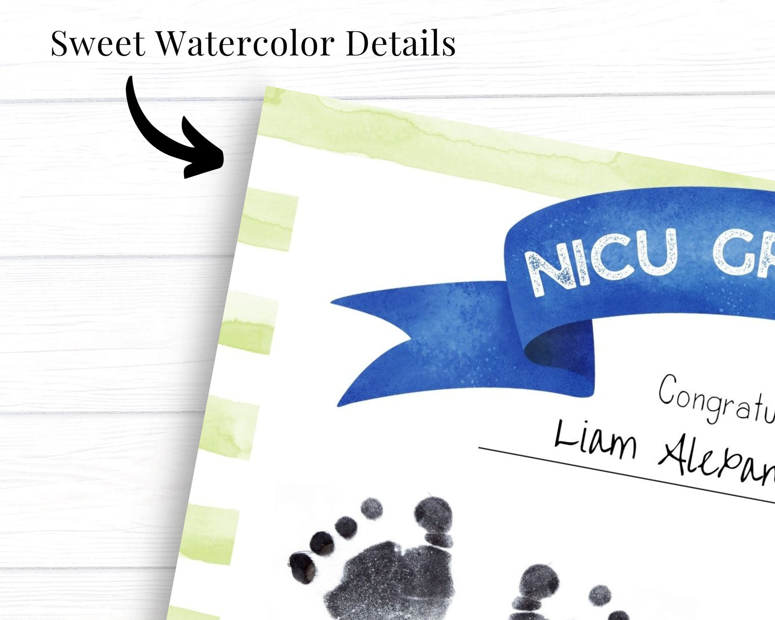 Preemie Boy NICU Graduation Printable Certificate Footprints - Etsy