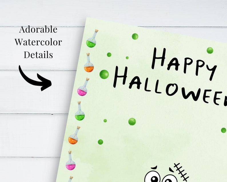 Halloween Printable Cards for Kids Frankenstein Monster - Etsy