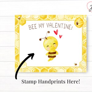 Handprint Valentine Card, Printable Valentines Day Craft for Kids, Bee ...