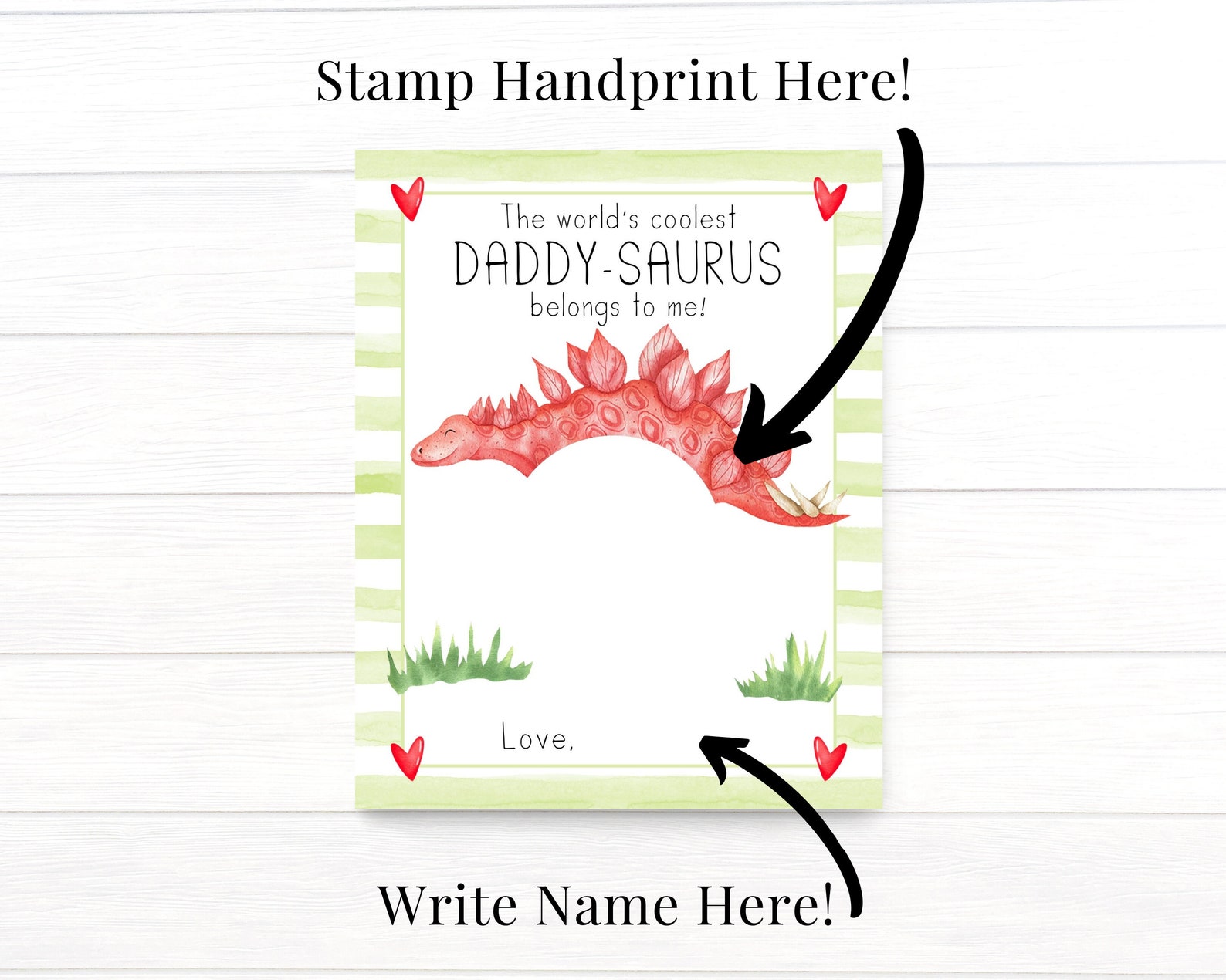 Dinosaur Father's Day Cards From Kids, Set of 4 Handprint Crafts ...