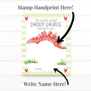 Dinosaur Father's Day Cards From Kids, Set of 4 Handprint Crafts ...