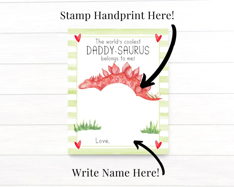 Dinosaur Father's Day Cards From Kids, Set of 4 Handprint Crafts ...