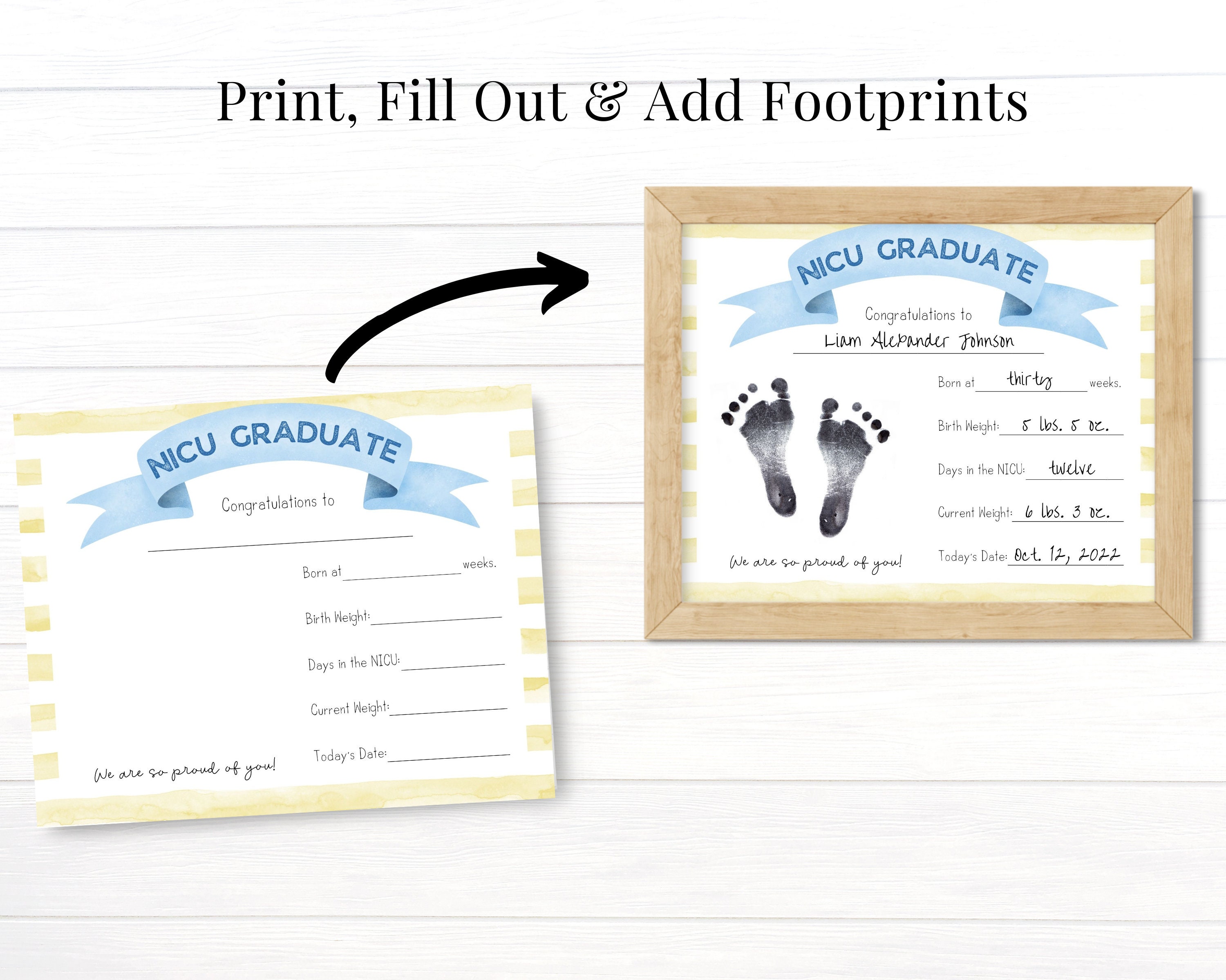 NICU Graduate Sign Keepsake for Mom and Dad Baby Footprint - Etsy