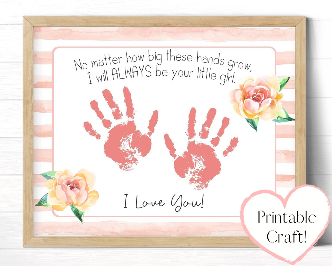Rose Handprint Keepsake Gift for Mom and Dad, Toddler Painting Craft ...