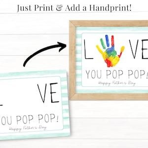 Pop Pop Fathers Day Gift for Grandpa, Handprint Kids Craft, Love You ...