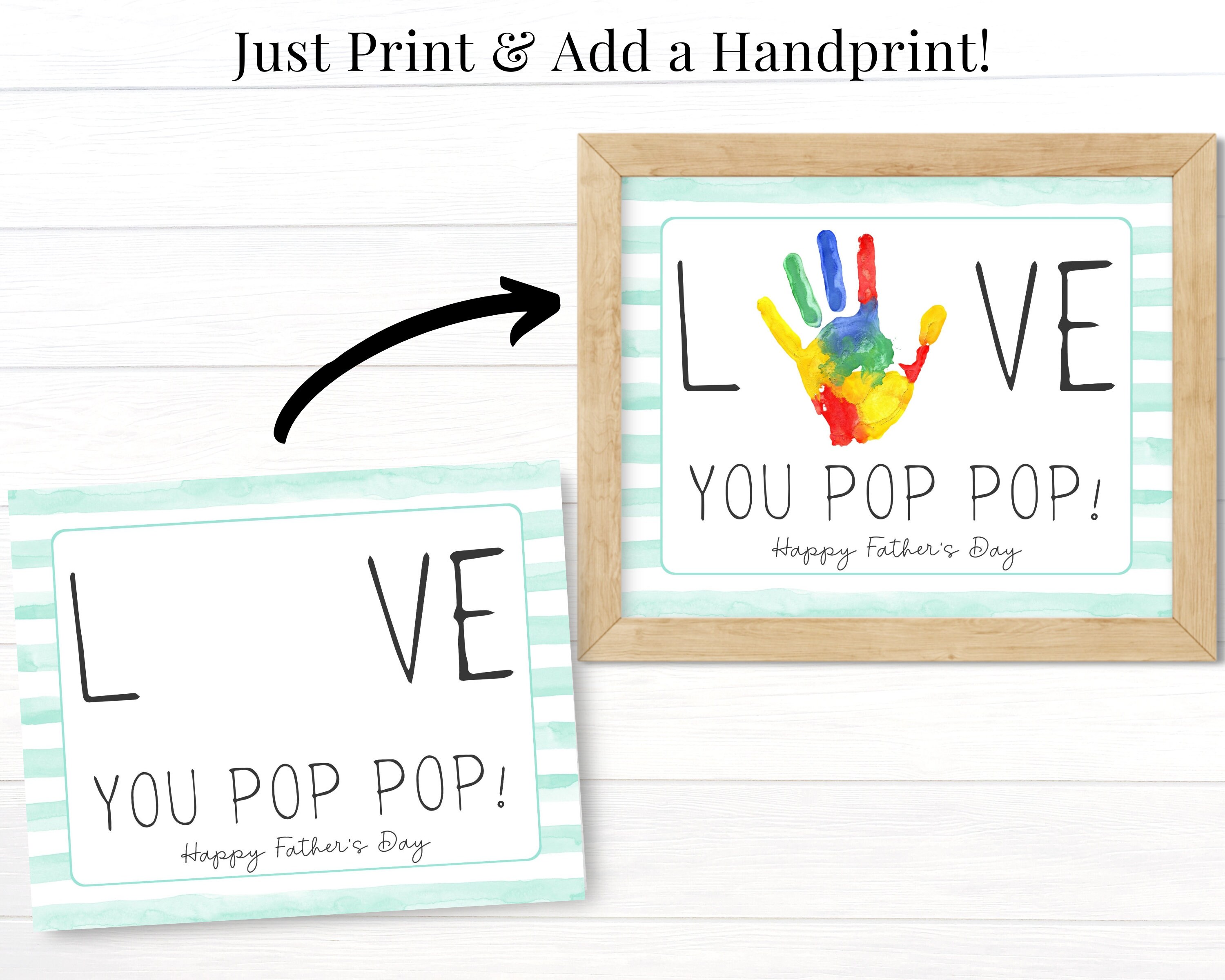 Pop Pop Fathers Day Gift for Grandpa, Handprint Kids Craft, Love You ...