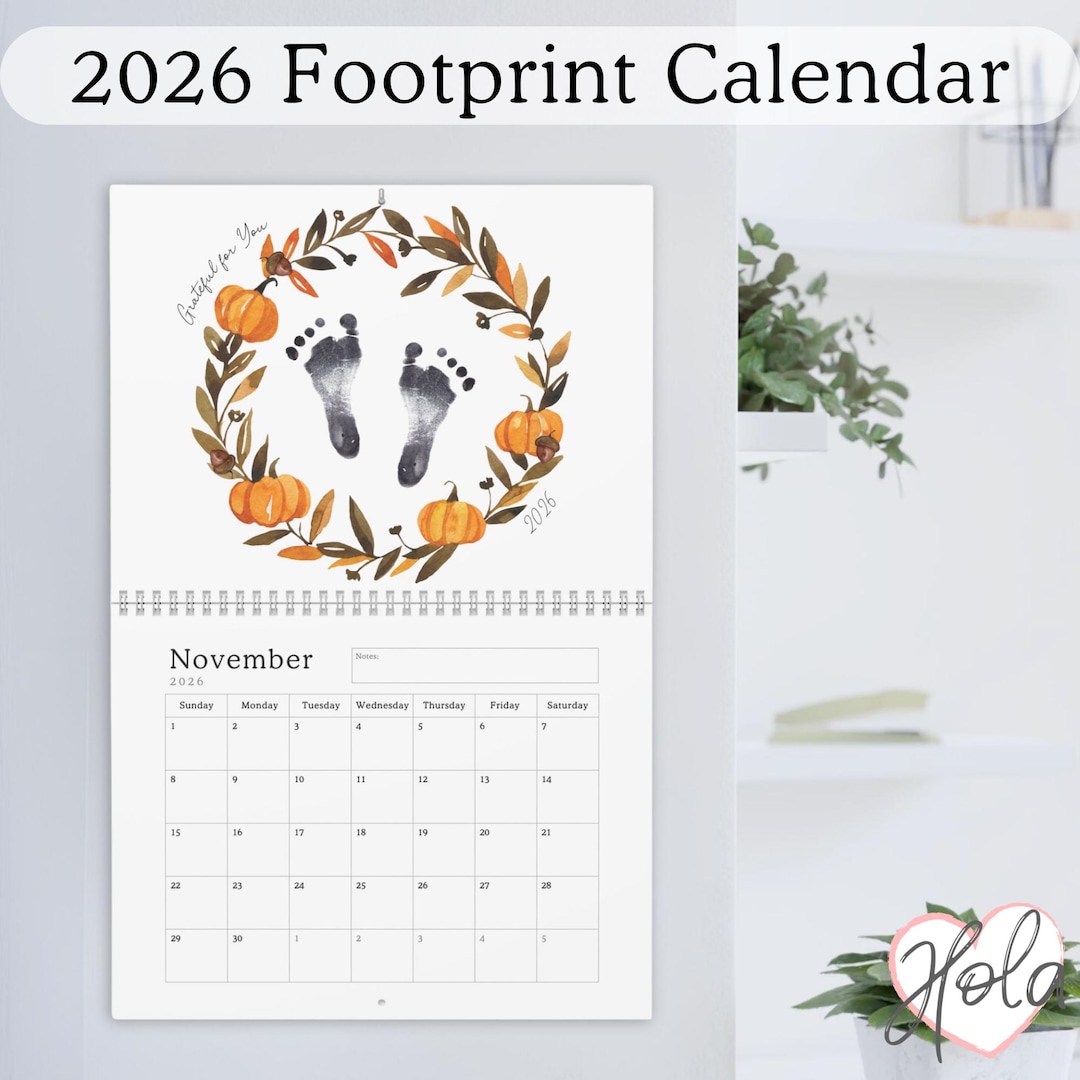 2026 Baby Footprint Calendar, Monthly Memory Keepsakes - Etsy