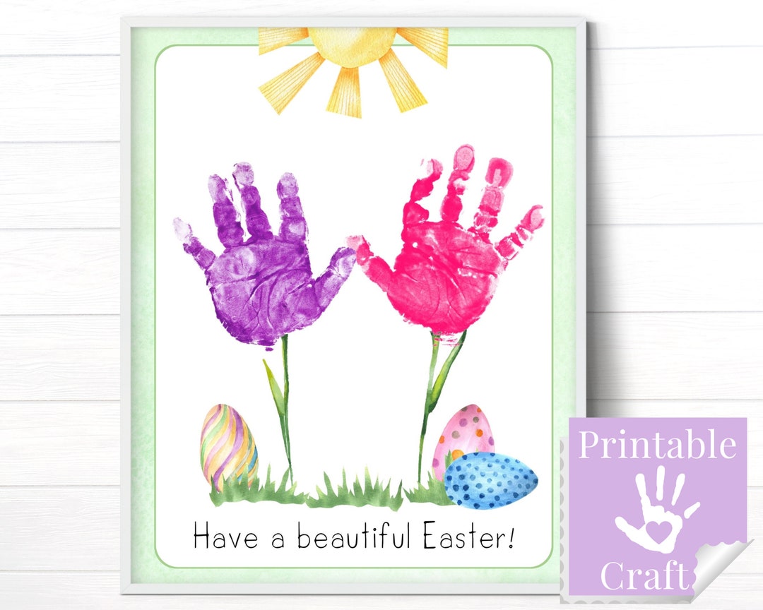 Handprint Art Easter April Flowers for Mom Spring and Easter - Etsy