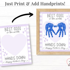 Gigi Gifts From Kids for Mothers Day, Handprint Art Card Personalized ...