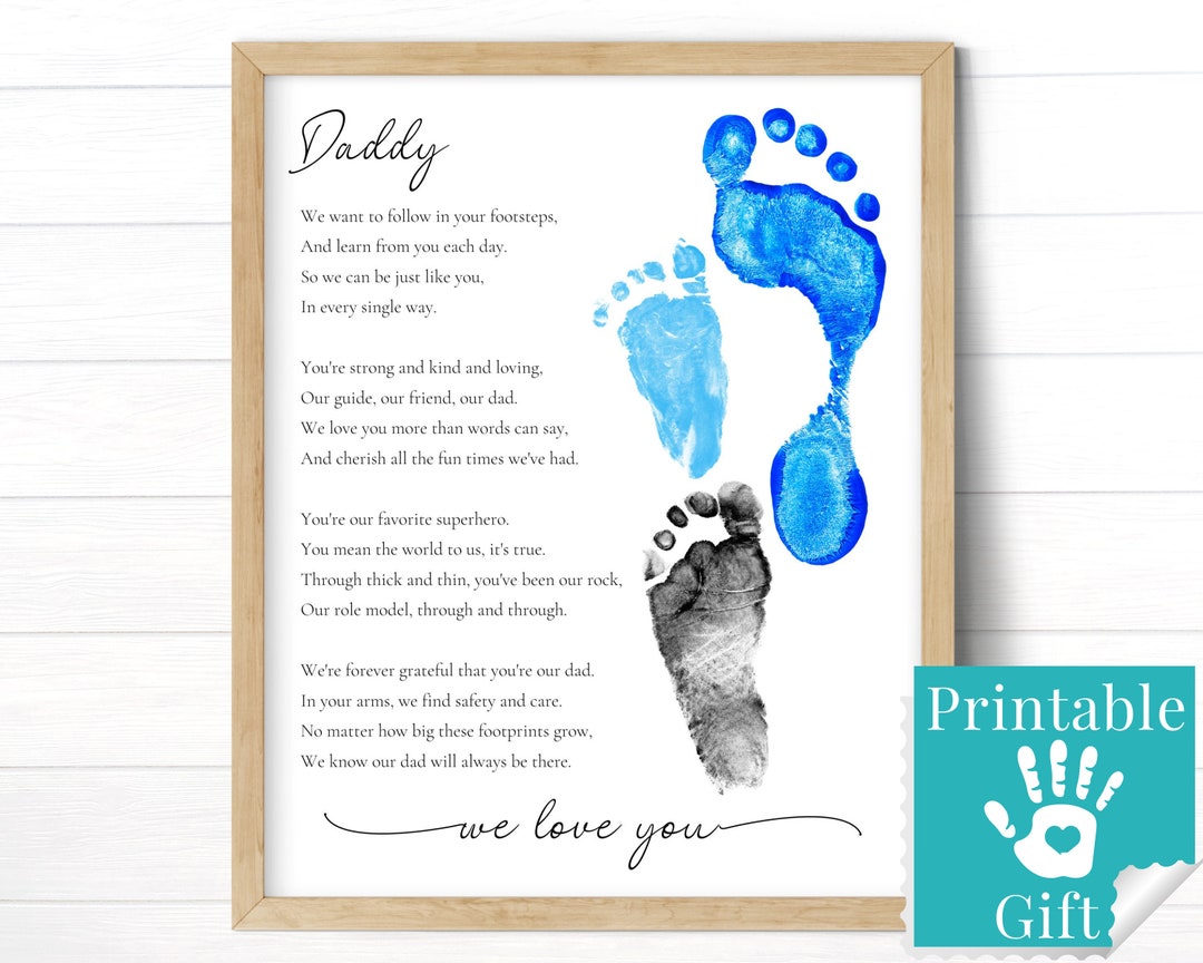 Gift for Daddy From Kids, Footprint Craft, Boot Print Art, Birthday ...
