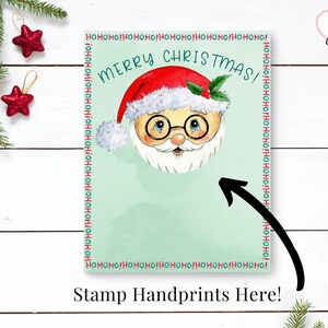 Printable Christmas Cards, Santa Handprint Craft, Holiday Cards ...