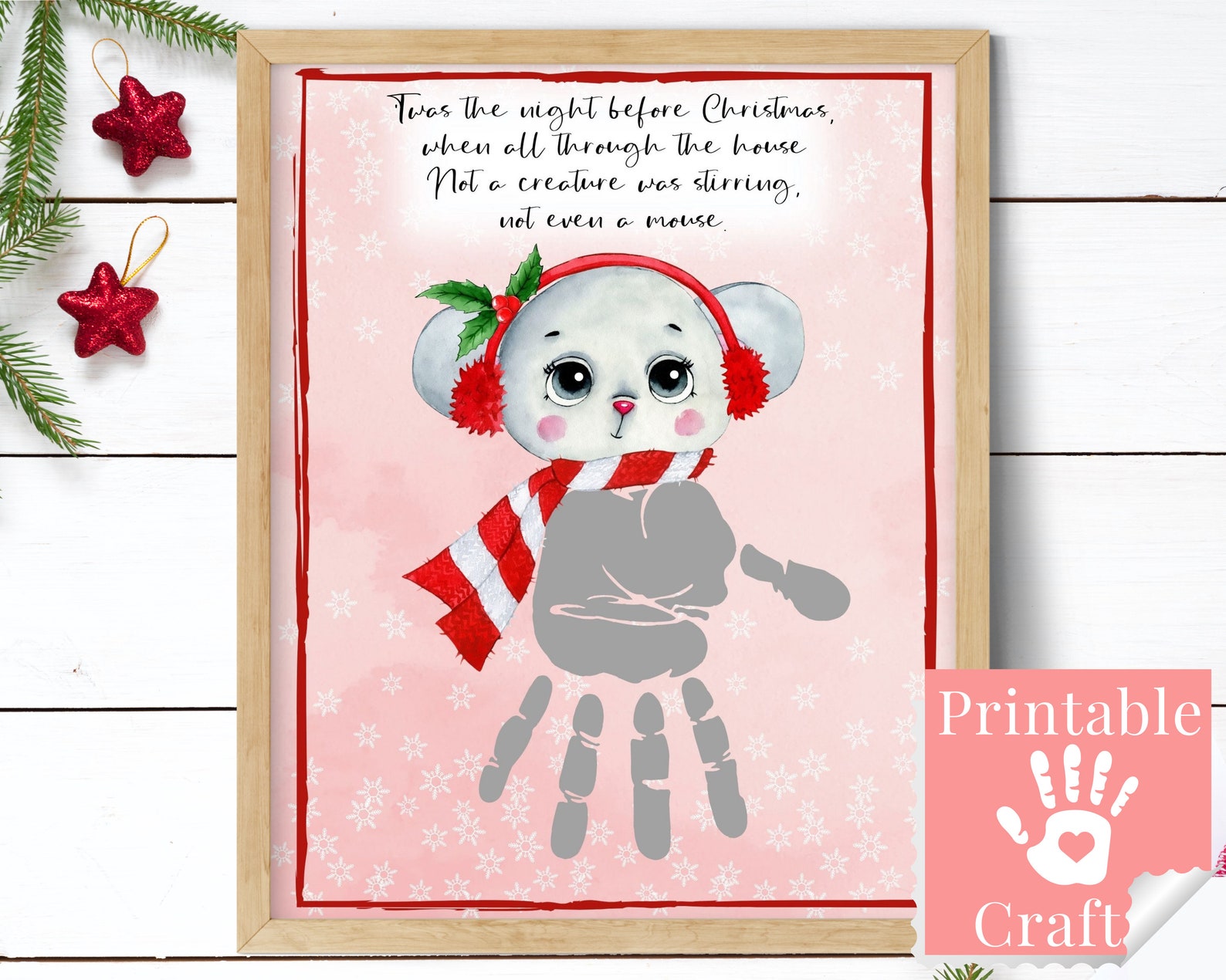 Night Before Christmas Mouse Handprint Craft for Kids Cute - Etsy