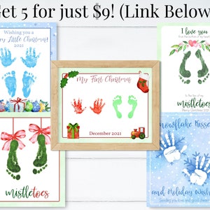 1st Christmas Card Printable Footprint Art Craft From Newborn | Etsy