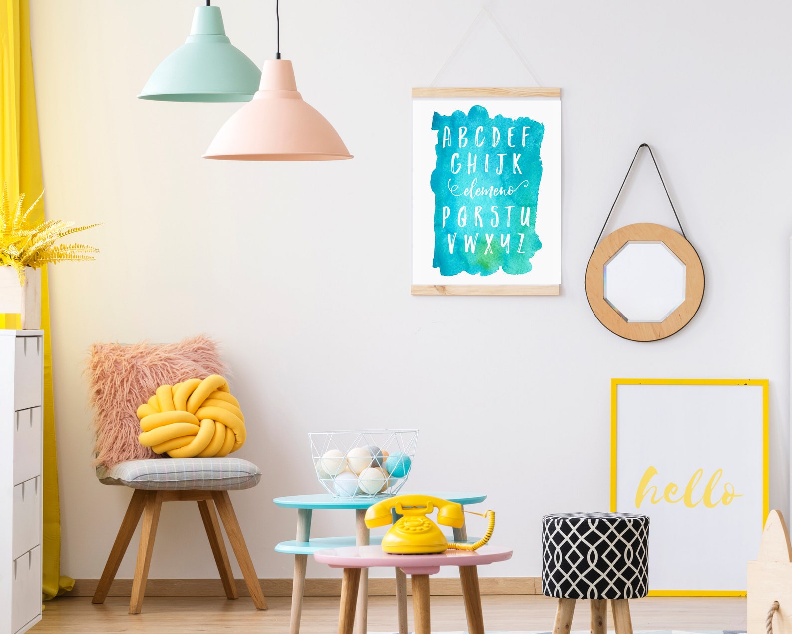 Blue Alphabet Print Extra Large Colorful Painting ABC | Etsy