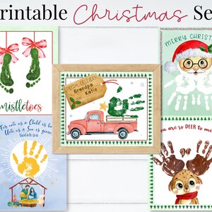 Christmas Handprint Cards Printable Set of 5, Christmas Art Crafts for ...