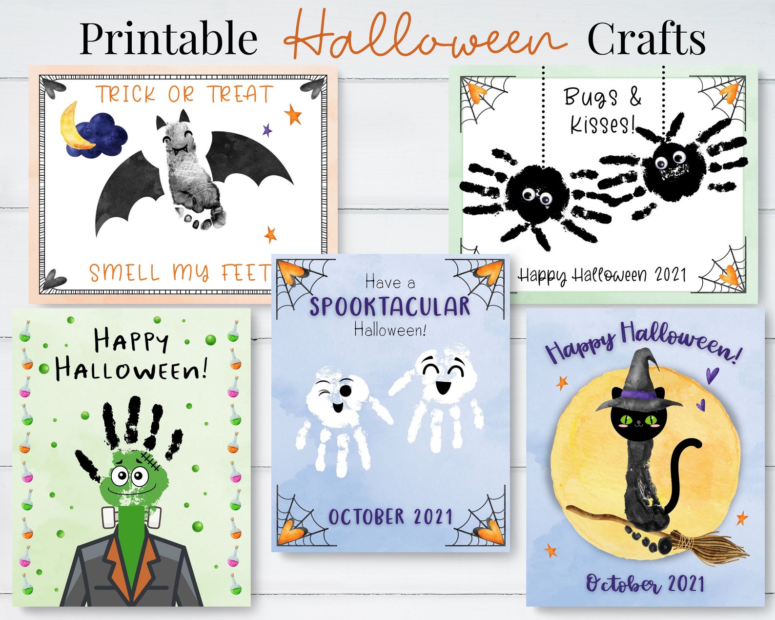 Halloween Printables for Kids Preschool Handprint Art | Etsy
