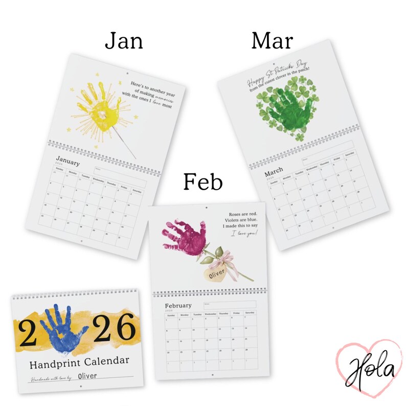 Handprint Calendar 2026, Personalized Christmas Gift From Kids or ...