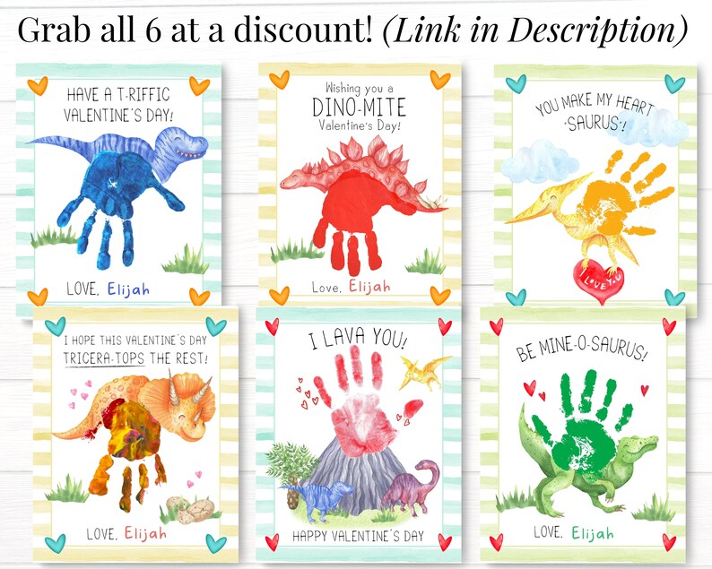 Pterodactyl Valentine for Kids Handprint Craft Printables - Etsy