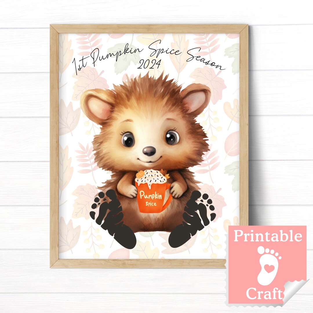 Hedgehog Fall Footprint Craft for Babies, My 1st Pumpkin Spice Season ...