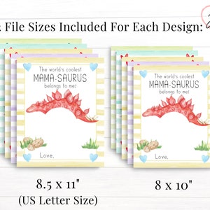 Dinosaur Mothers Day Printable Set, Mother Day Cards for Kids, Toddler ...