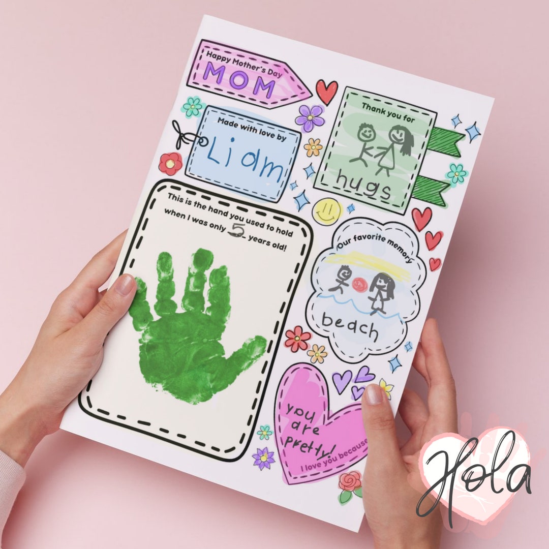 Mother's Day Preschool Coloring Worksheet, About Mom Handprint Art Gift ...