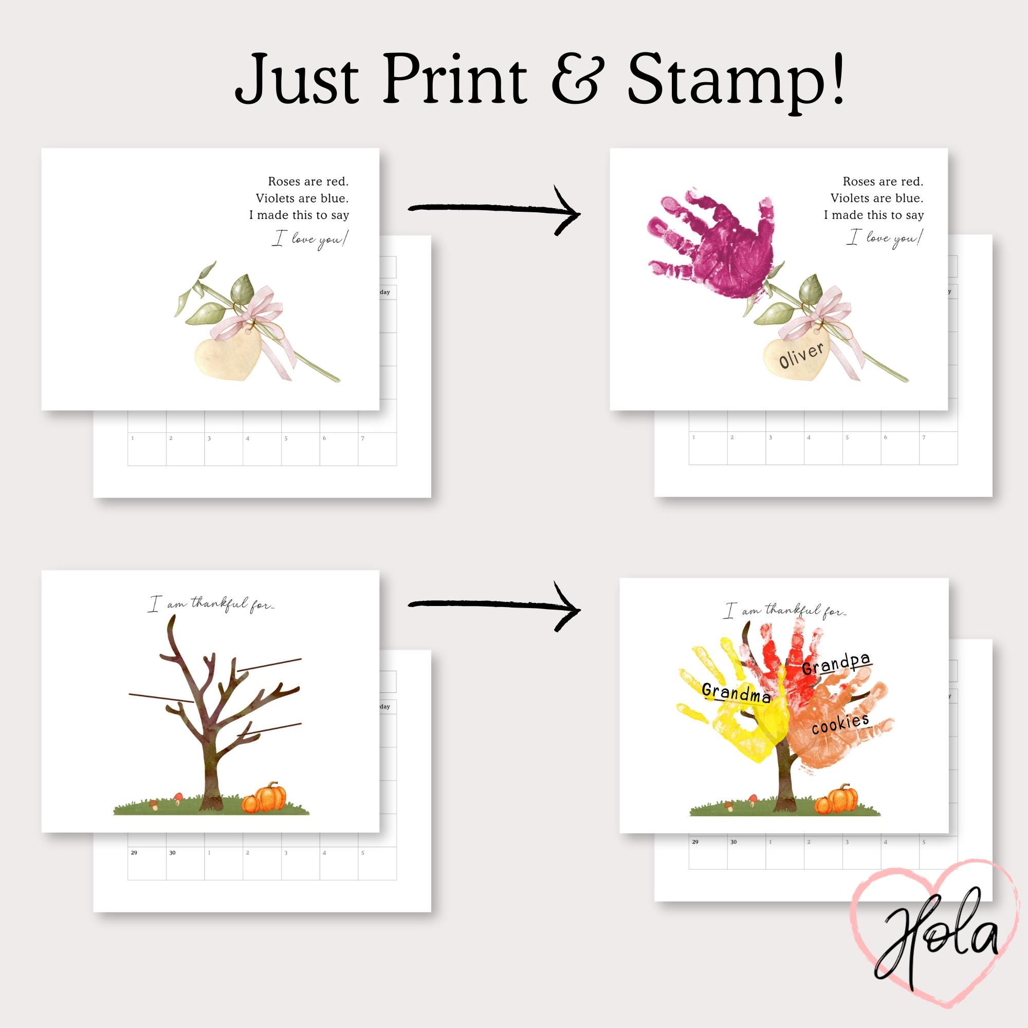 2026 Printable Handprint Calendar, Digital Download Set With 12 Months ...
