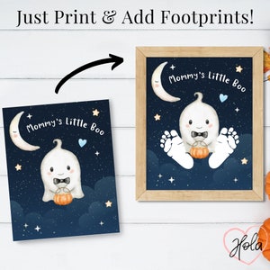 Halloween Baby Footprint, Baby's First Halloween Keepsake, Cute Ghost ...