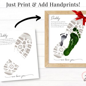 2 Kids Gift for Daddy, Footprint Art Craft, Poem Print Card, Happy ...