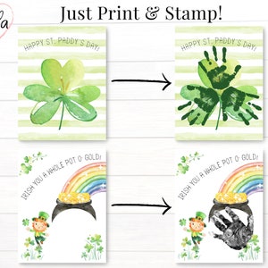 St Patricks Day Handprint Set, Printable Craft Kit for Kids, Preschool ...