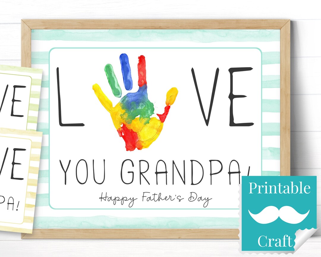 Father Day Gift Grand Daughter, Printable Handprint Gift for Grandpa ...